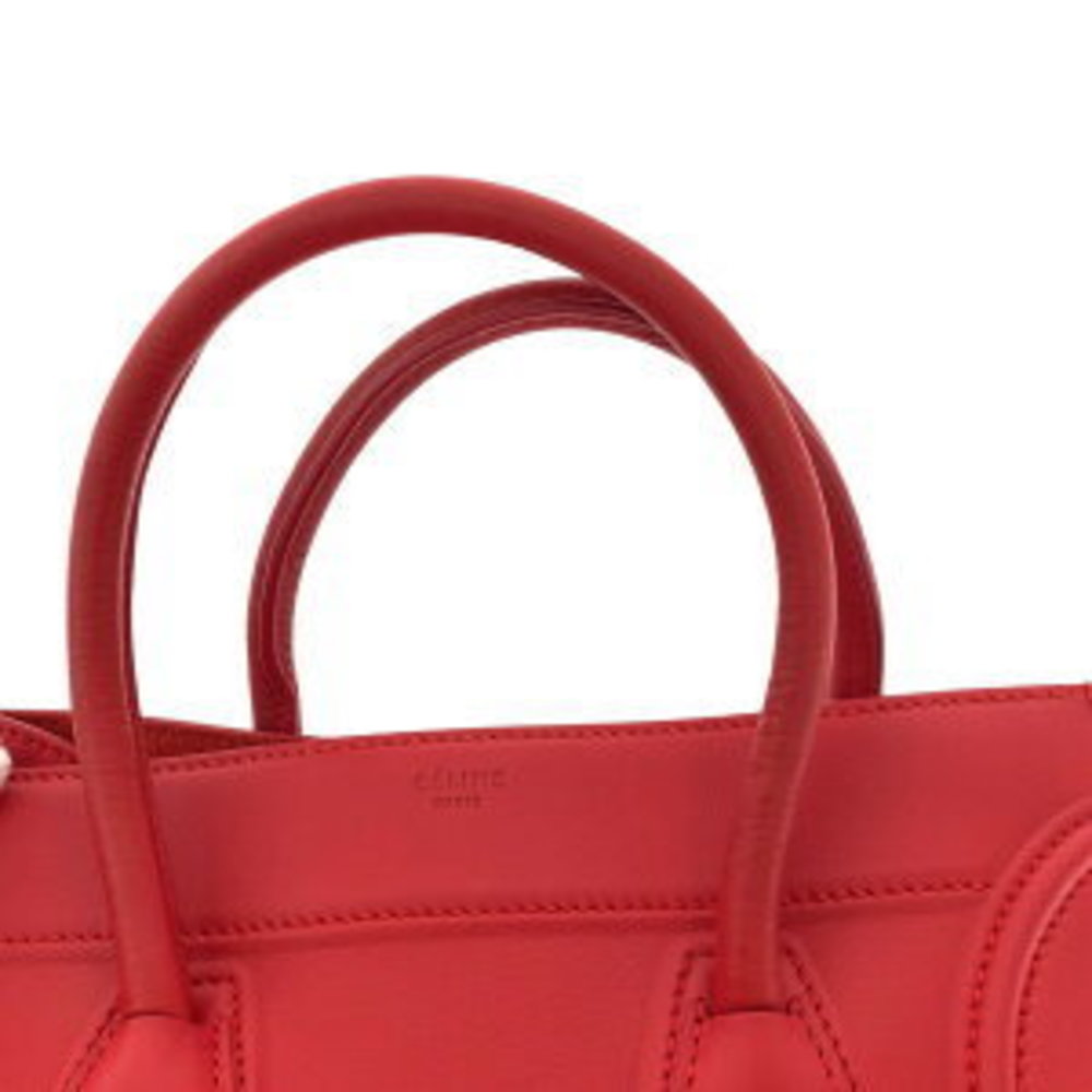 Celine Luggage Phantom Red Leather Tote Bag - Gem
